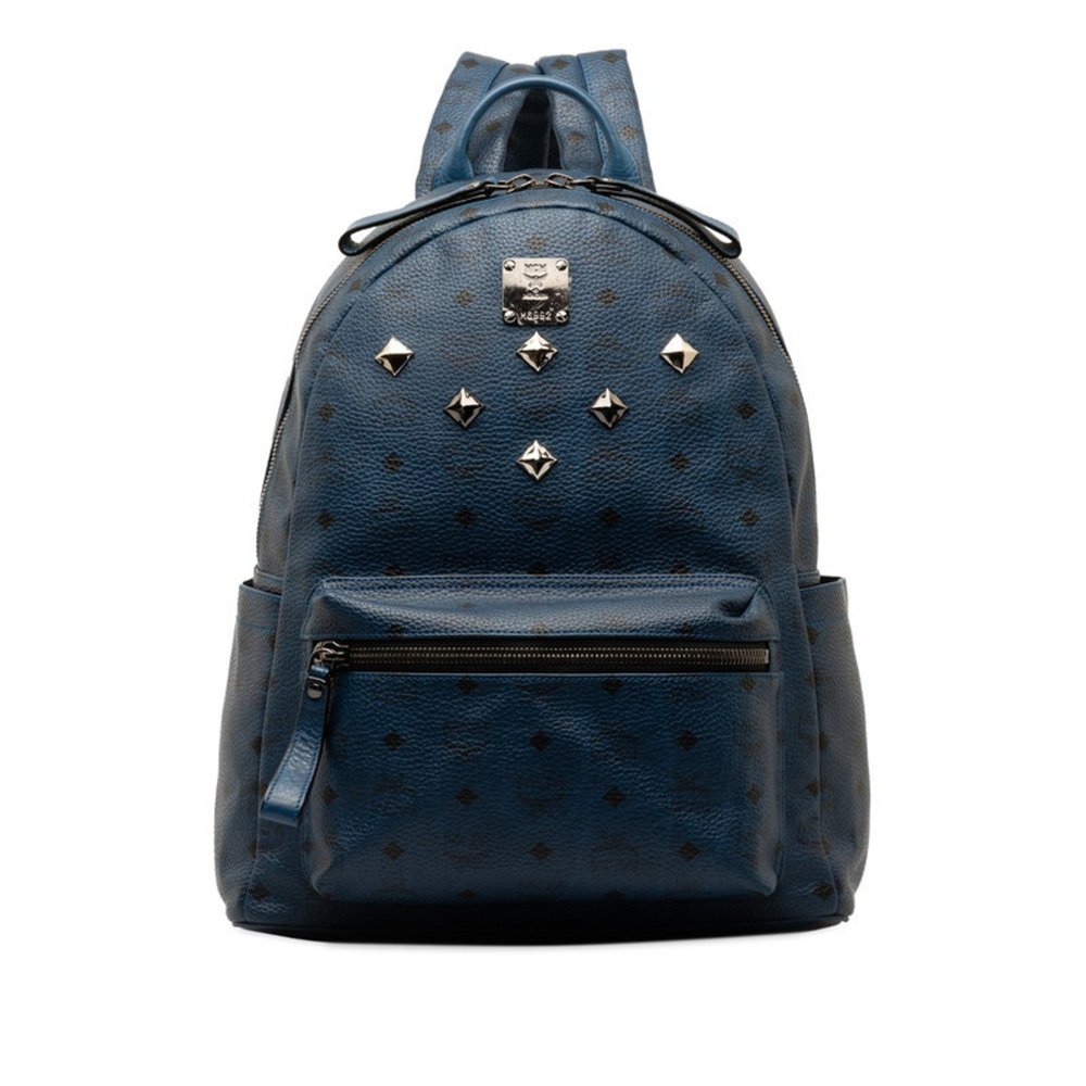 Mcm Visetos Glam Studs Backpack Blue Pvc Leather Wome… - Gem